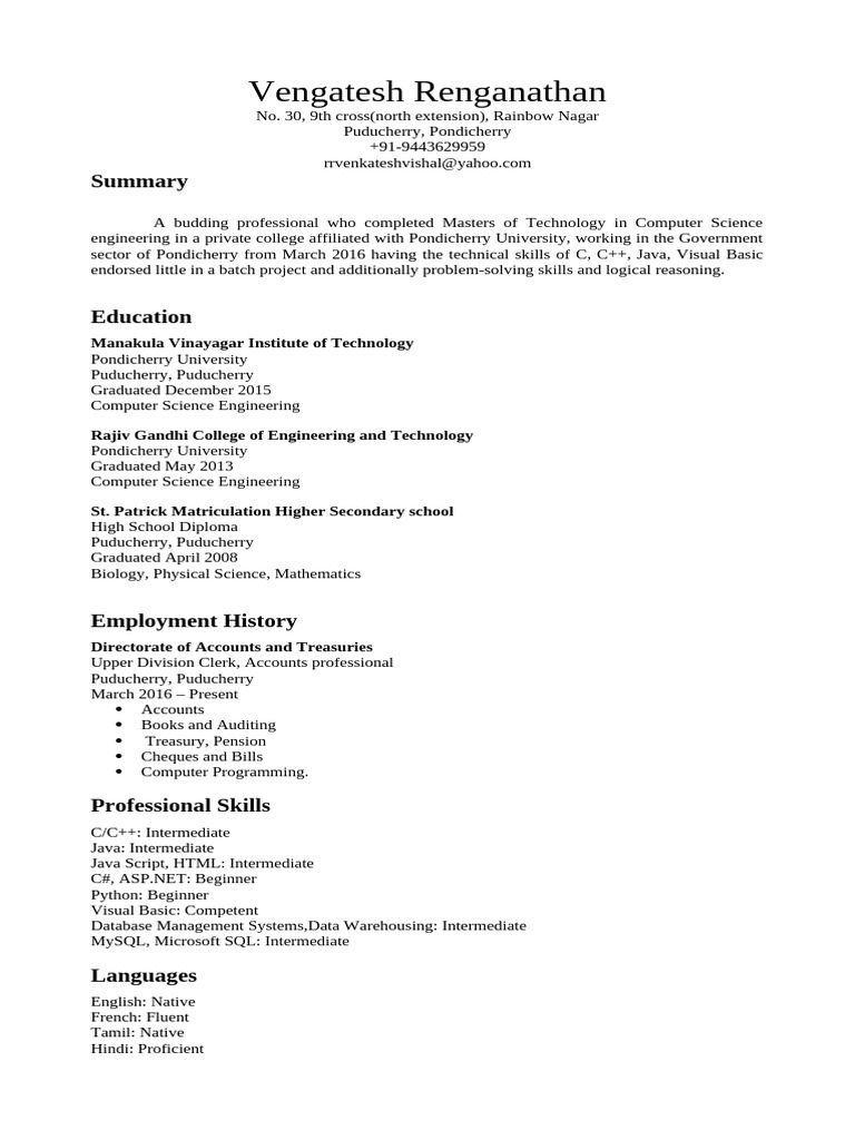 Vengatesh Renganathan - Resume | PDF | Databases | Computing