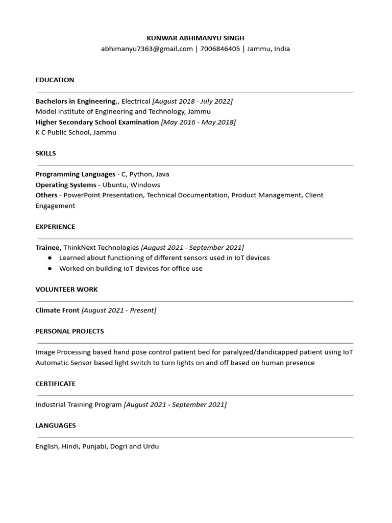 Resume 2 | PDF