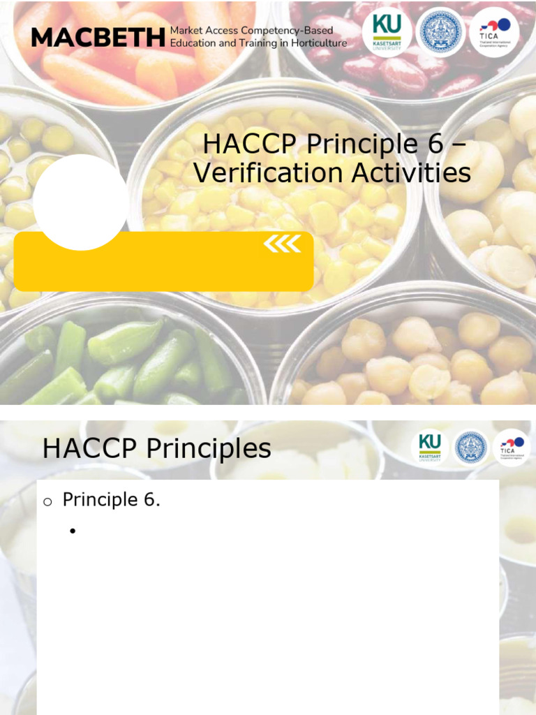 7. HACCP Principle 6 Verification | PDF | Verification And Validation | Hazard Analysis And ...