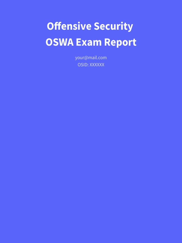 OSWA Exam Penetration Test Report | PDF | Penetration Test ...