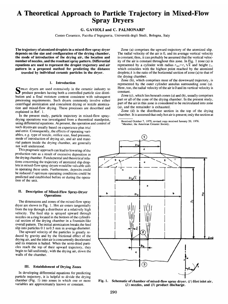 A Theoretical Approach To Particle Trajectory inMixed-Flow Spray Dryers ...