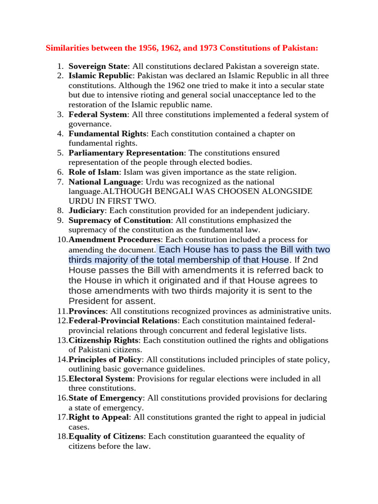 Constitution Similarities and Differences | PDF | Constitution | Constitutional Amendment