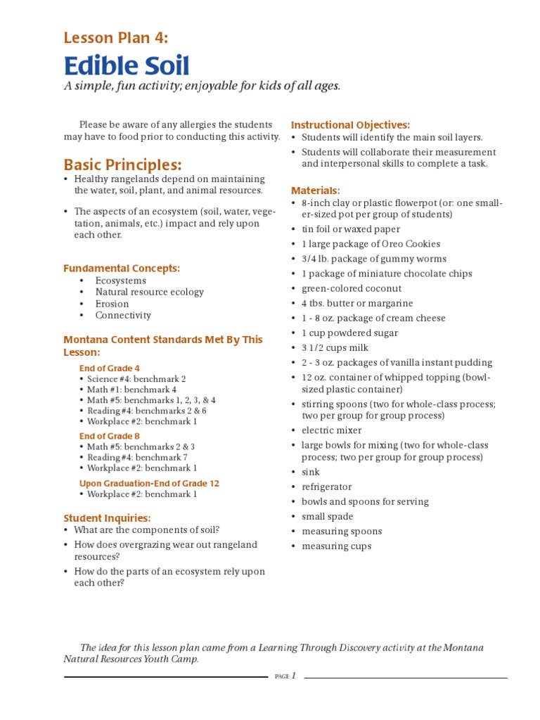 Edible Soil Lesson Plan for Kids | PDF | Soil | Ecology