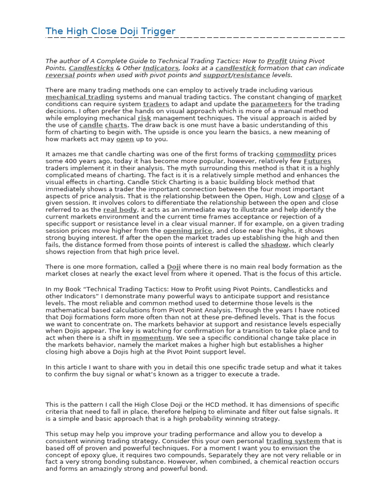 The High Close Doji Trigger | PDF | Private Sector | Investing