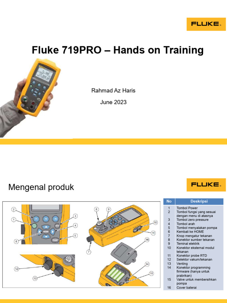 Pelatihan Fluke 719PRO: Fitur & Penggunaan | PDF