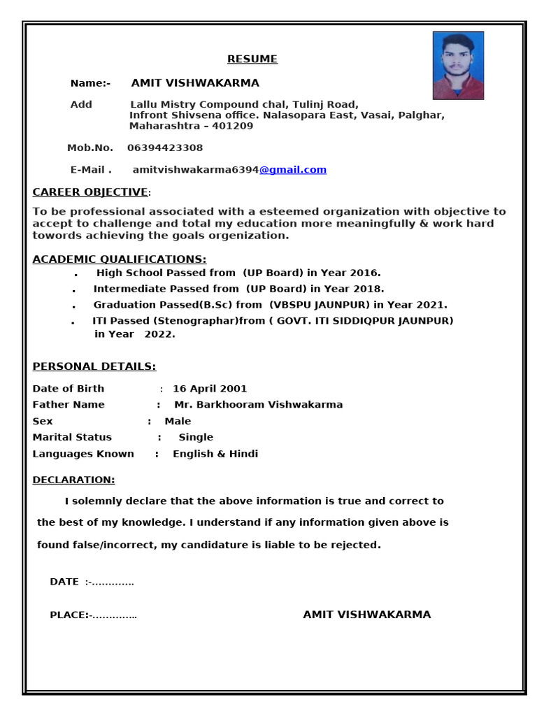 AMIT RESUME Mumbai | PDF