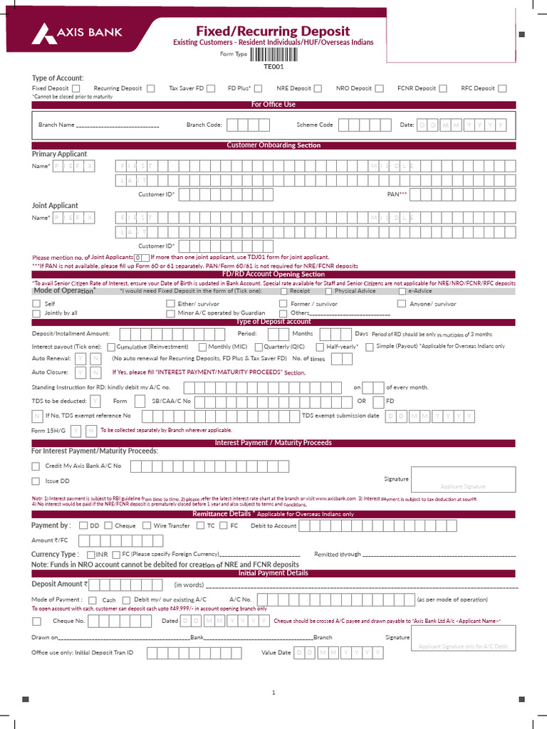 FD FORM | PDF | Personal Finance | Financial Services