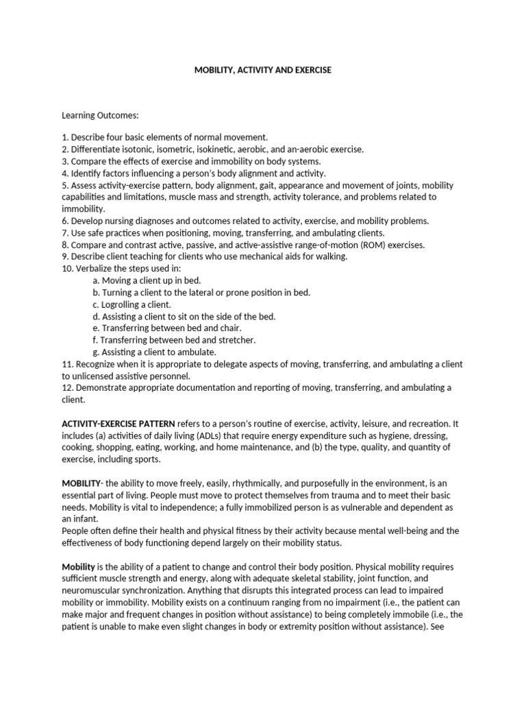 Mobility | PDF | Anatomical Terms Of Motion | Clinical Medicine
