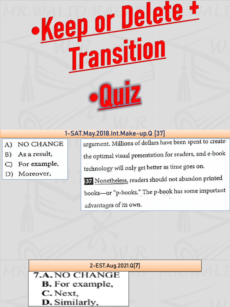 Keep or Delete + Transition Quiz | PDF
