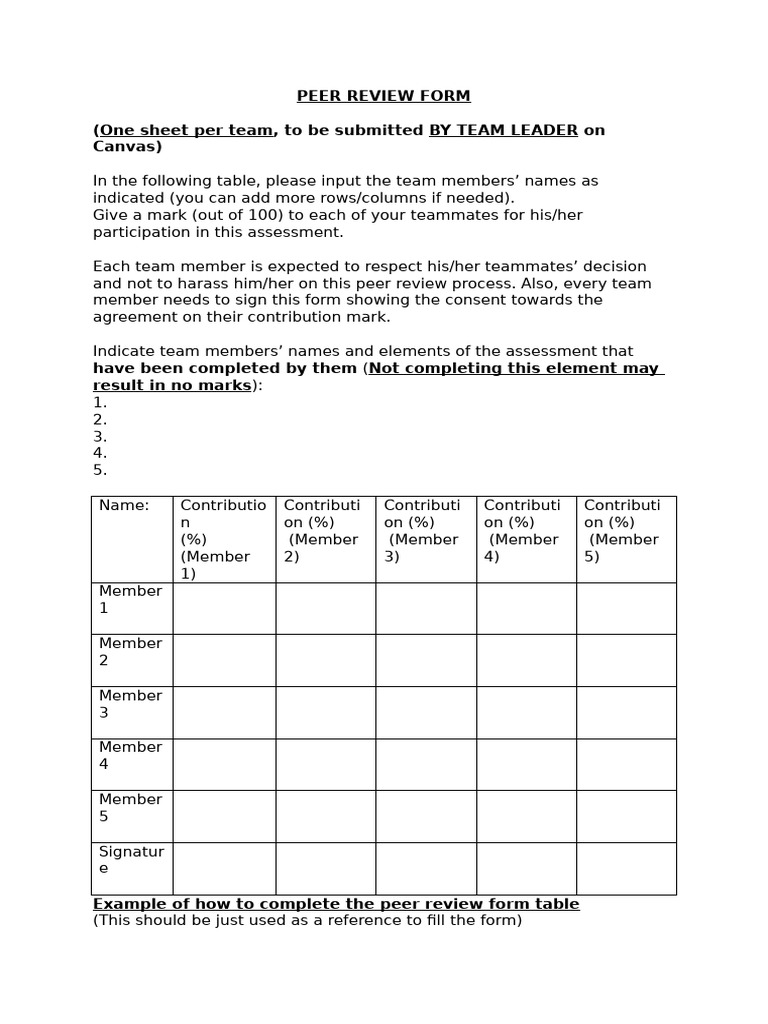 Peer Review Form | PDF