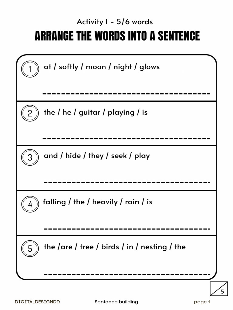 Sentence building 5-6 words | PDF