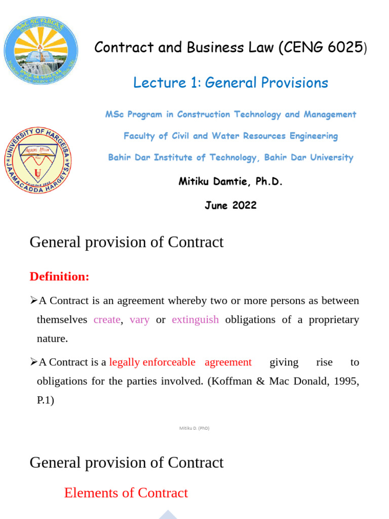 Lecture 1. General Provisions | PDF | Business | Contract Law