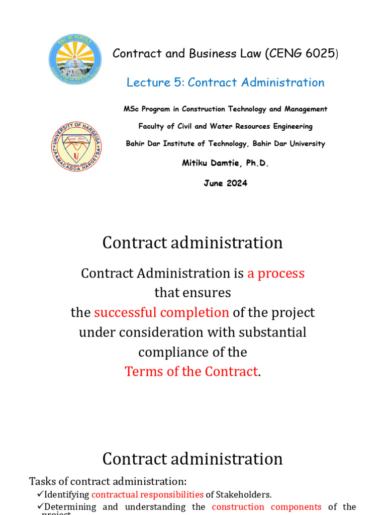 Lecture 5. Contract Administration | PDF | Mediation | Arbitration