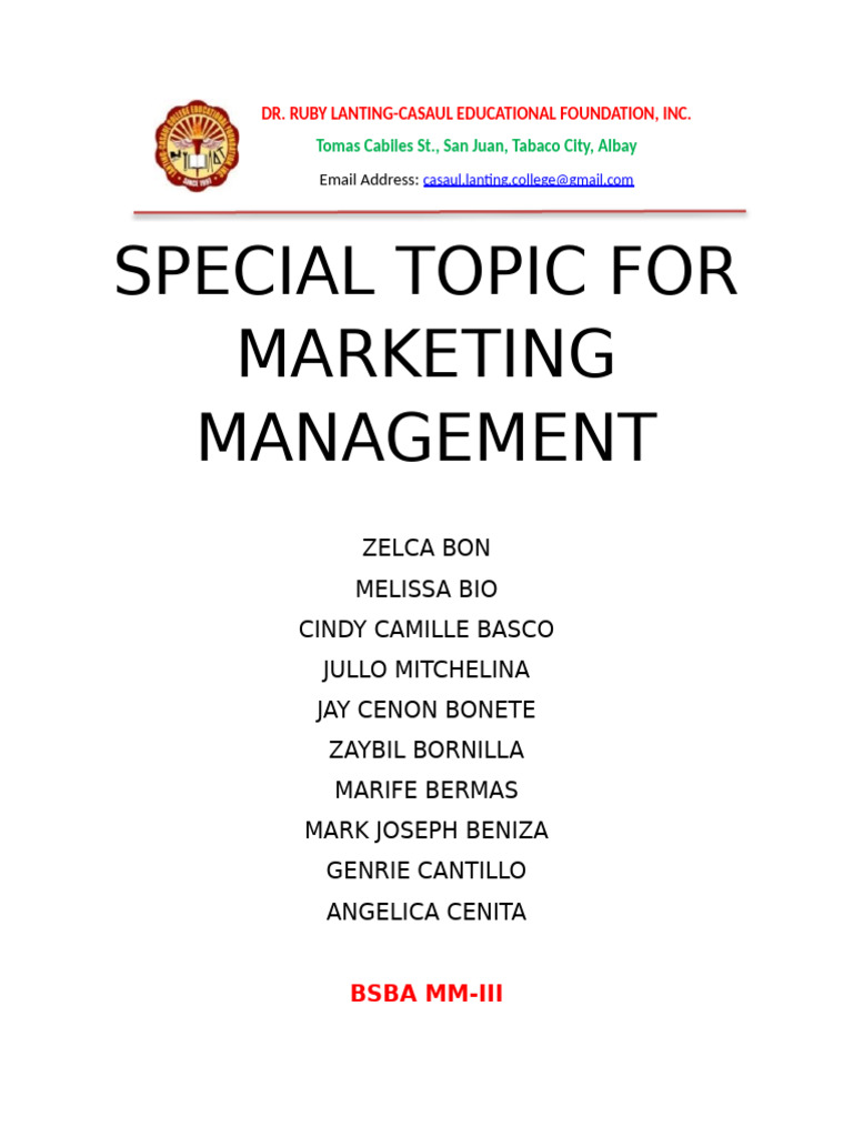 SPECIAL-TOPIC-FOR-MARKETING-MANAGEMENT | PDF | Franchising | Marketing