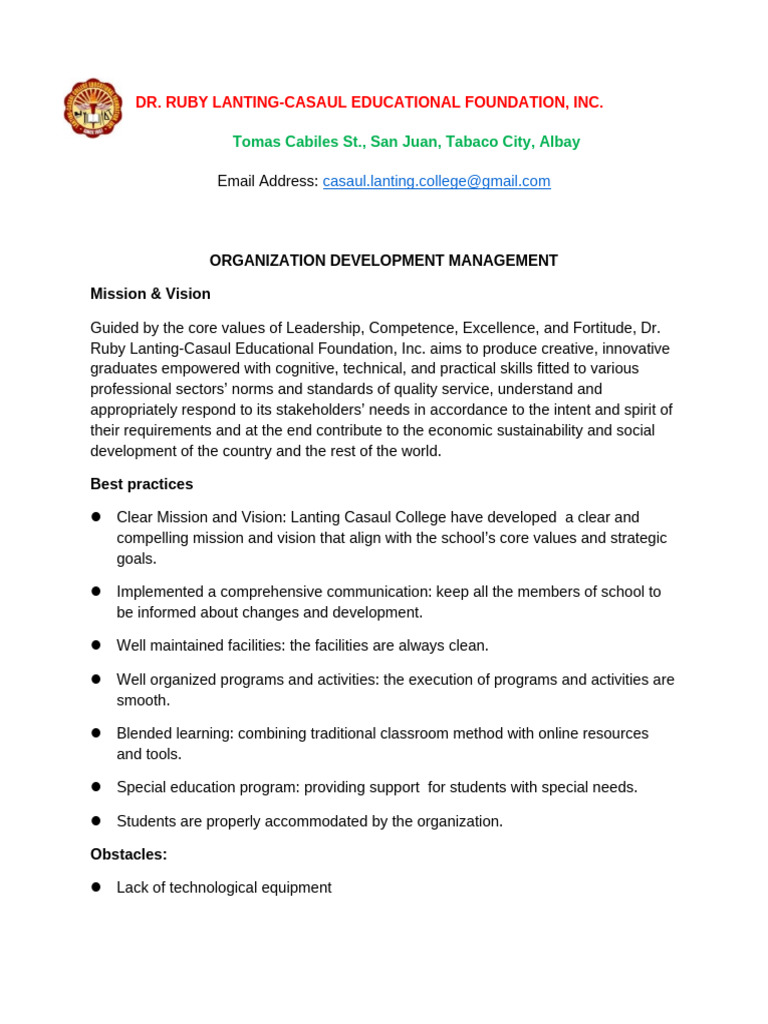 Organization Dev Presentation | PDF | Learning | Schools