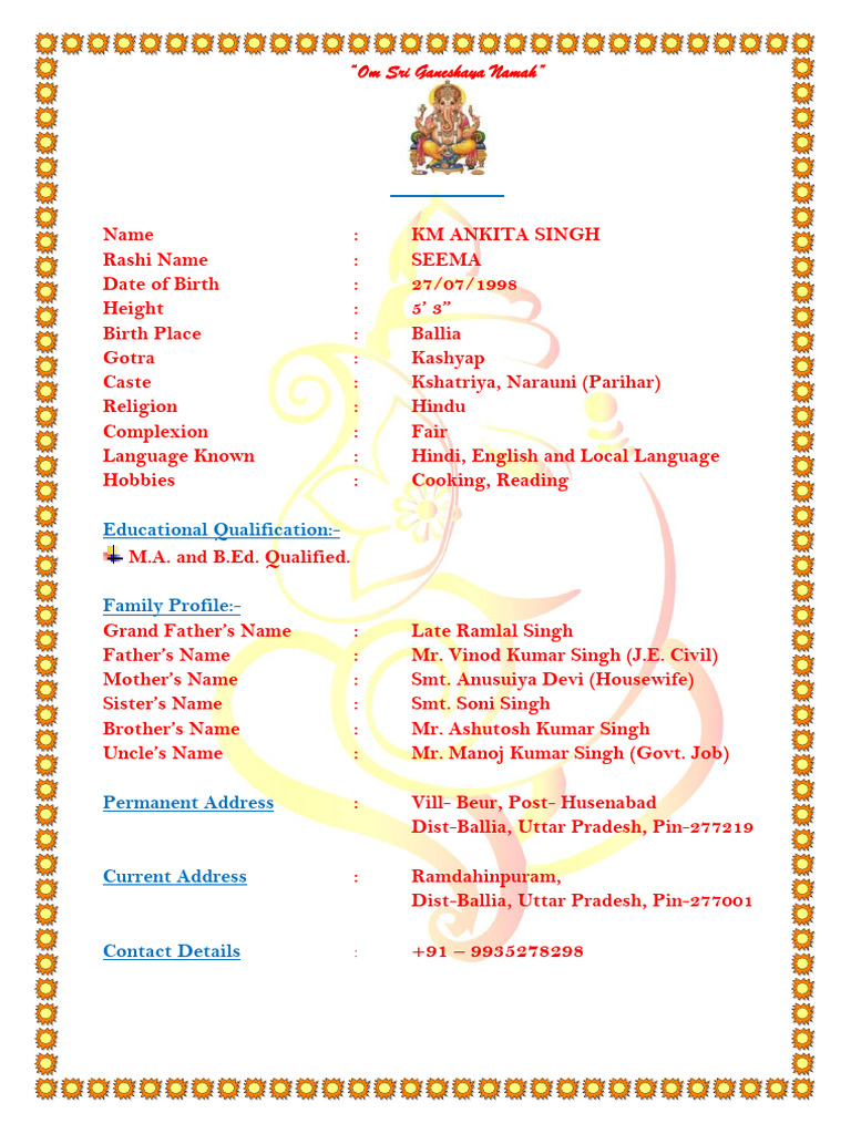 Ankita Bio Data | PDF