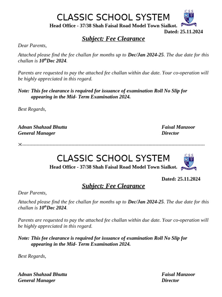 Mid Term Circular 2024 Exams | PDF