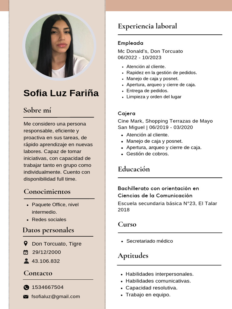 CV, Sofia Fariña | PDF