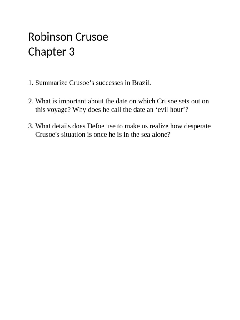 Robinson Crusoe: Brazil Success & Peril | PDF