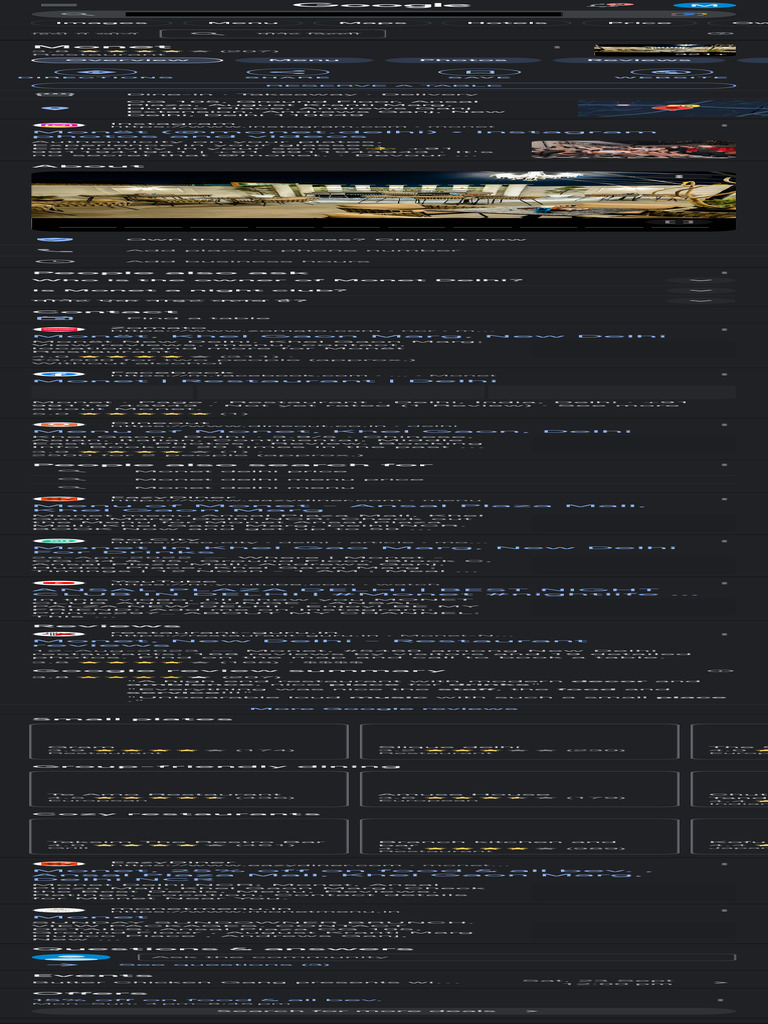 Monet Delhi: Location, Menu & Fees | PDF | Menu | Gastronomy