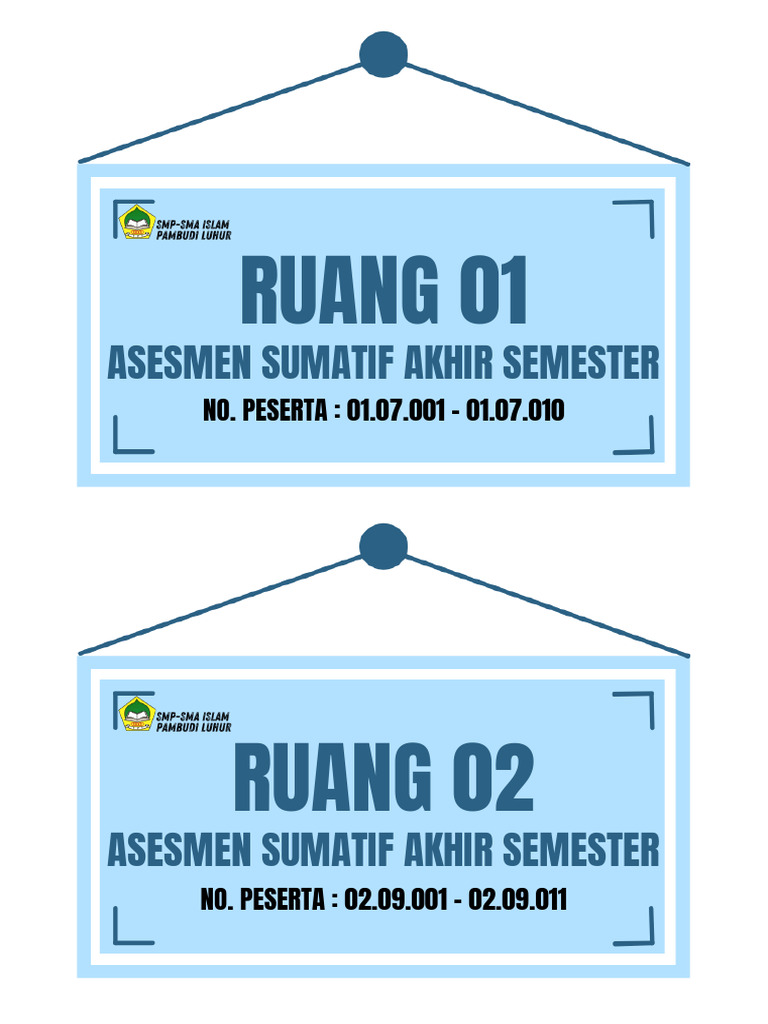 Biru Putih Papan Nama Ruang Kelas Sekolah | PDF
