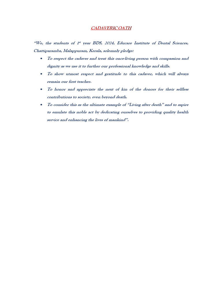 Cadaveric Oath | PDF