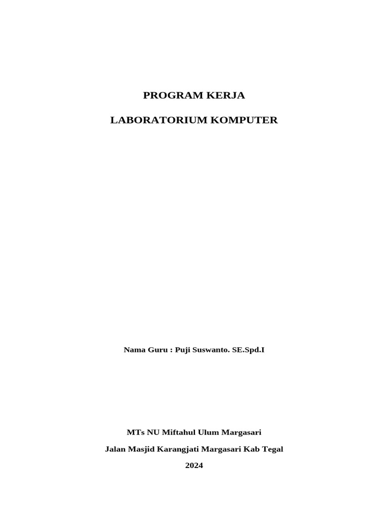 2.1.3.a. PROGRAM KERJA LABORATORIUM KOMPUTER | PDF