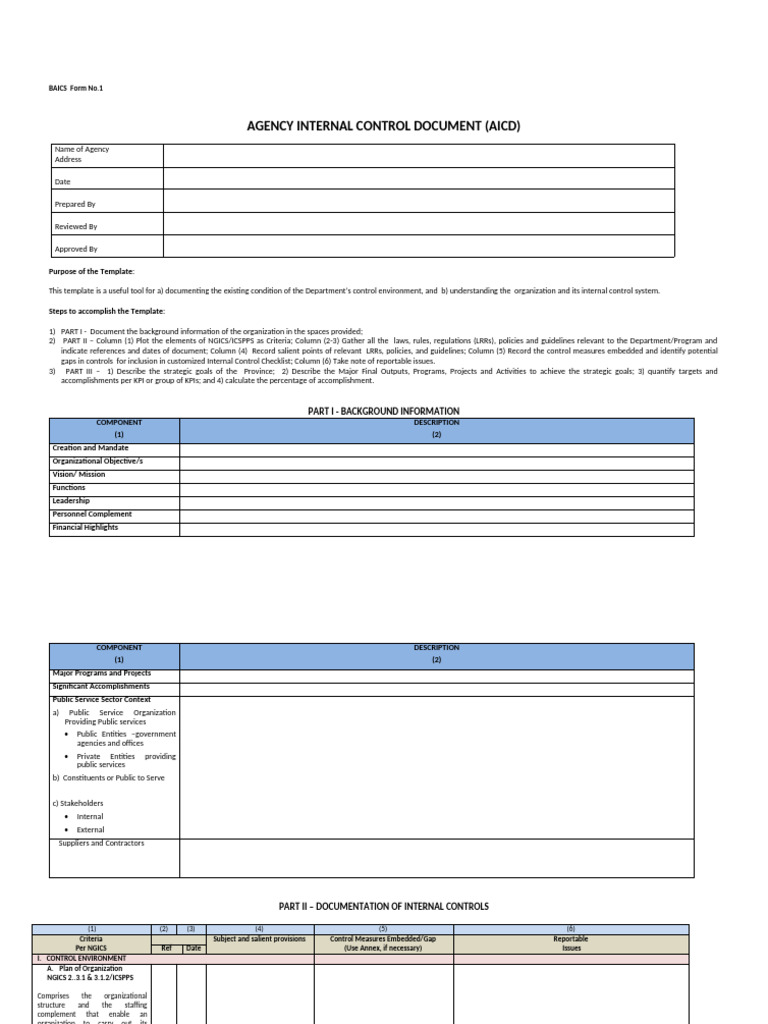 BAICS Form No. 1 AICD | PDF | Risk | Risk Management