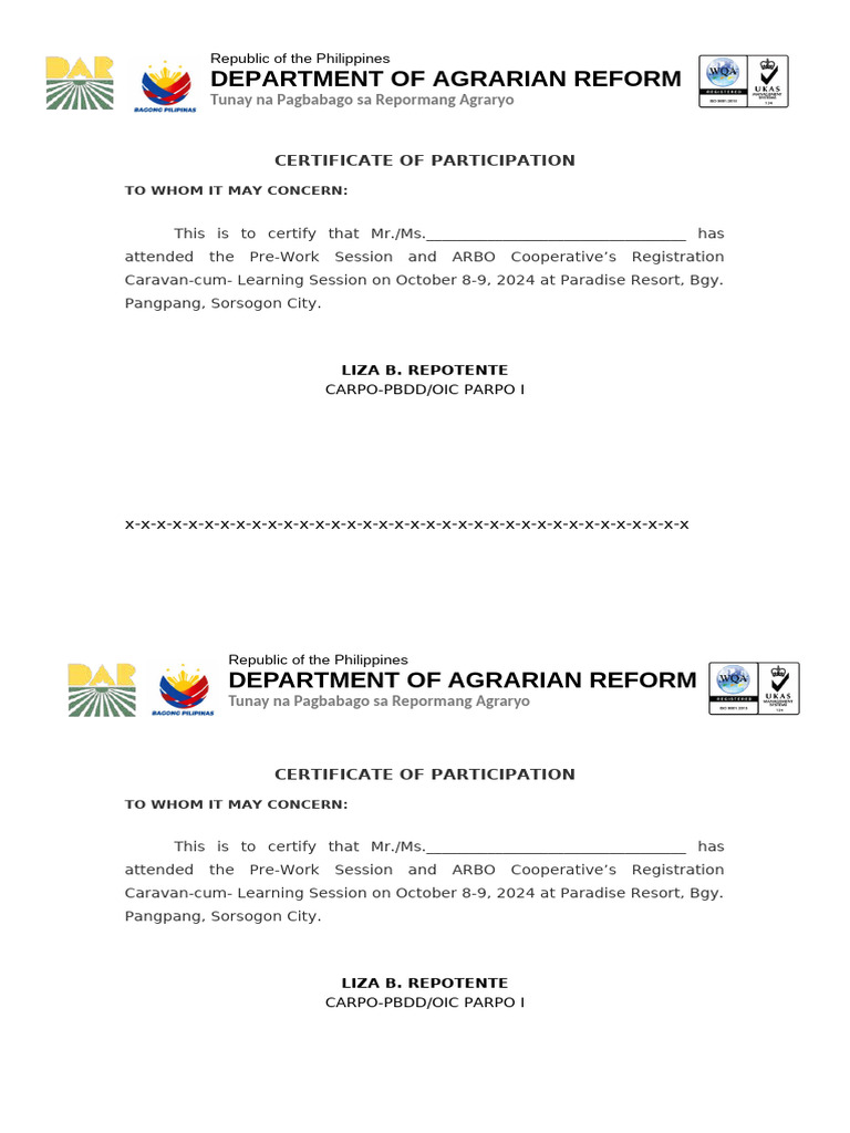Certificate of Appearance(SIB) | PDF
