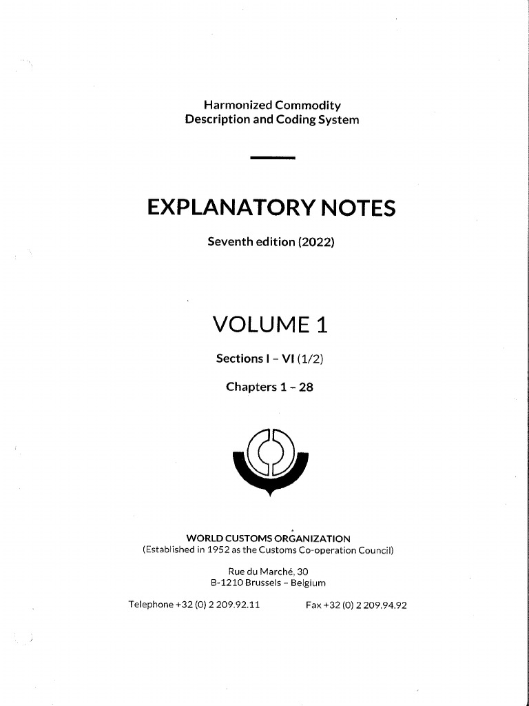 Explantory Notes 2022 Vol 1 CTH 01-28 (1) | PDF