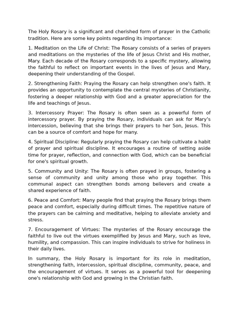 Importance of the Holy Rosary in Prayer | PDF