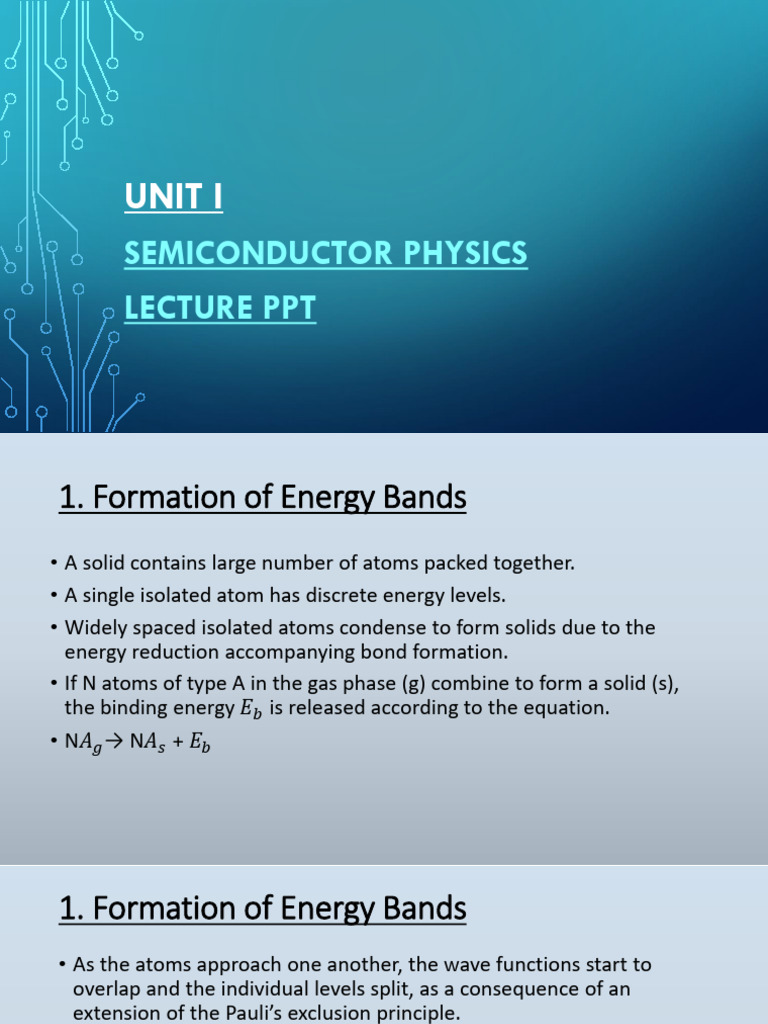 Final_Unit1_Physics_lecture_ppt | PDF | Semiconductors | Doping (Semiconductor)