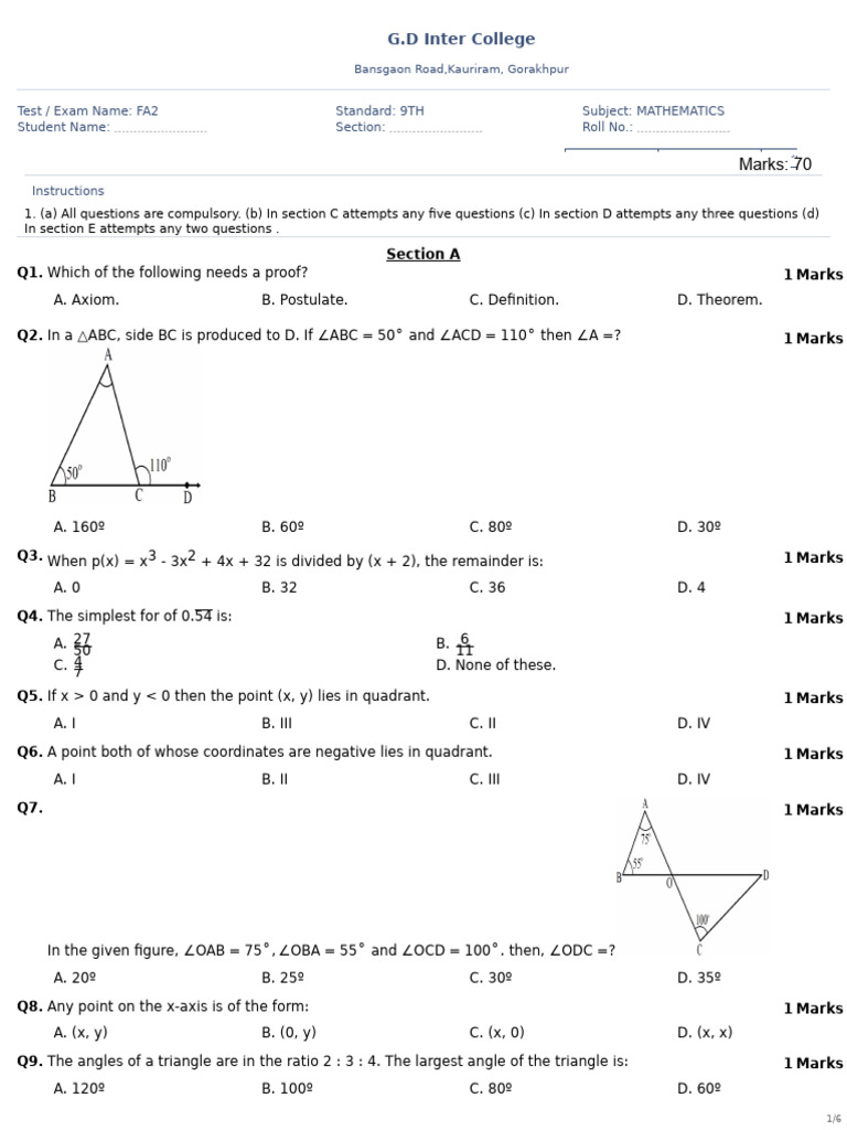 Fa2 9TH Mathematics | PDF | Formalism (Deductive) | Mathematics