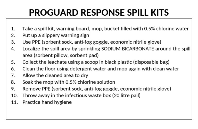 Proguard Spill Kit Cleanup Guide | PDF