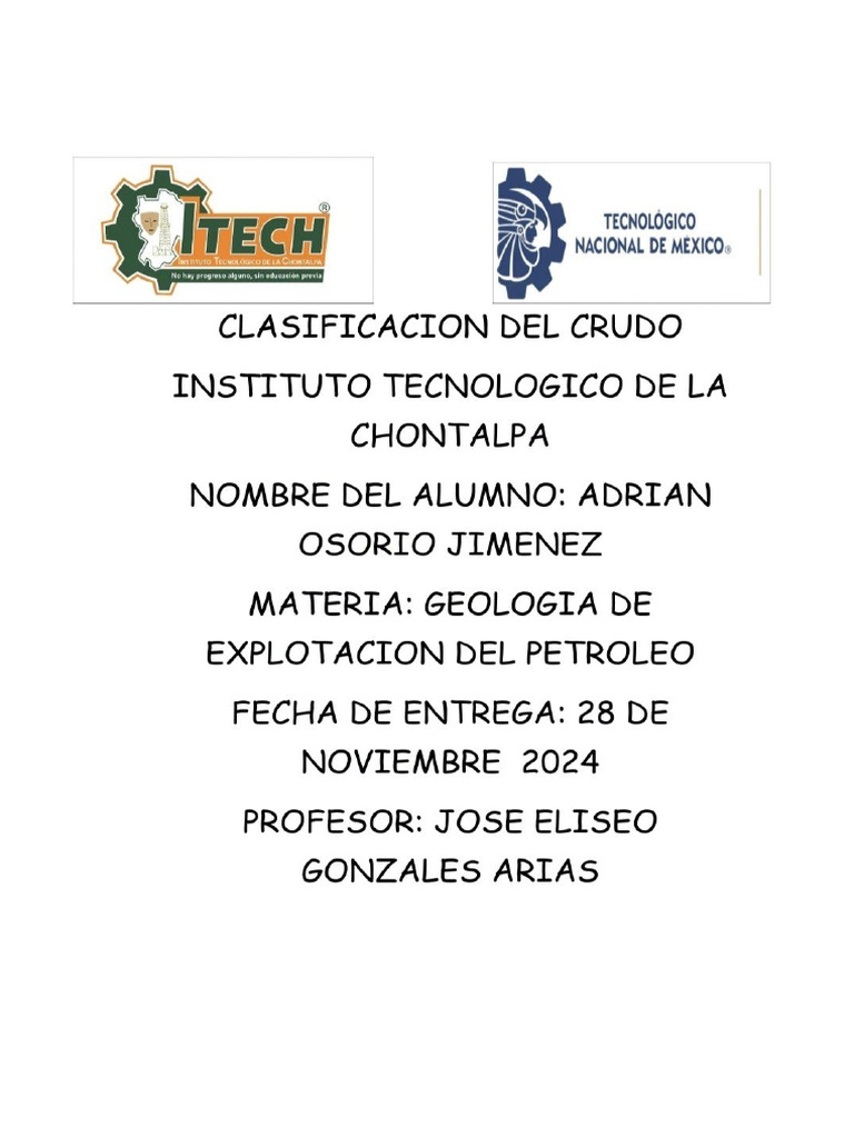 Clasificación del Crudo _ Adrian Osorio Jiménez | PDF