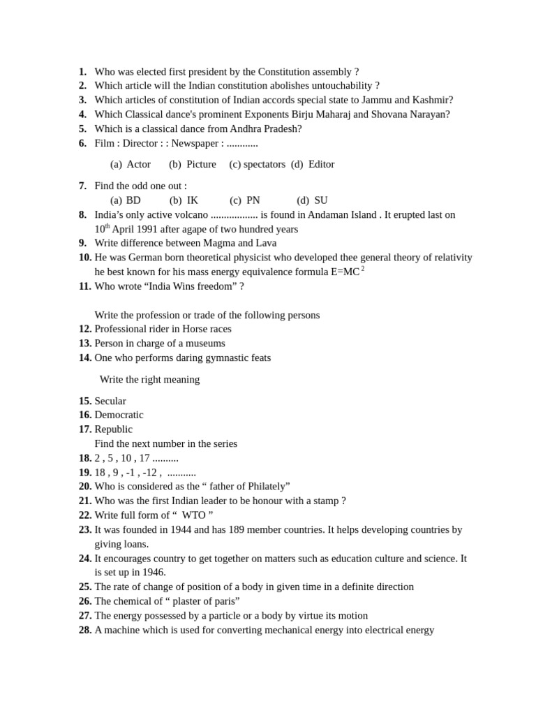 Class 8 GK App | PDF