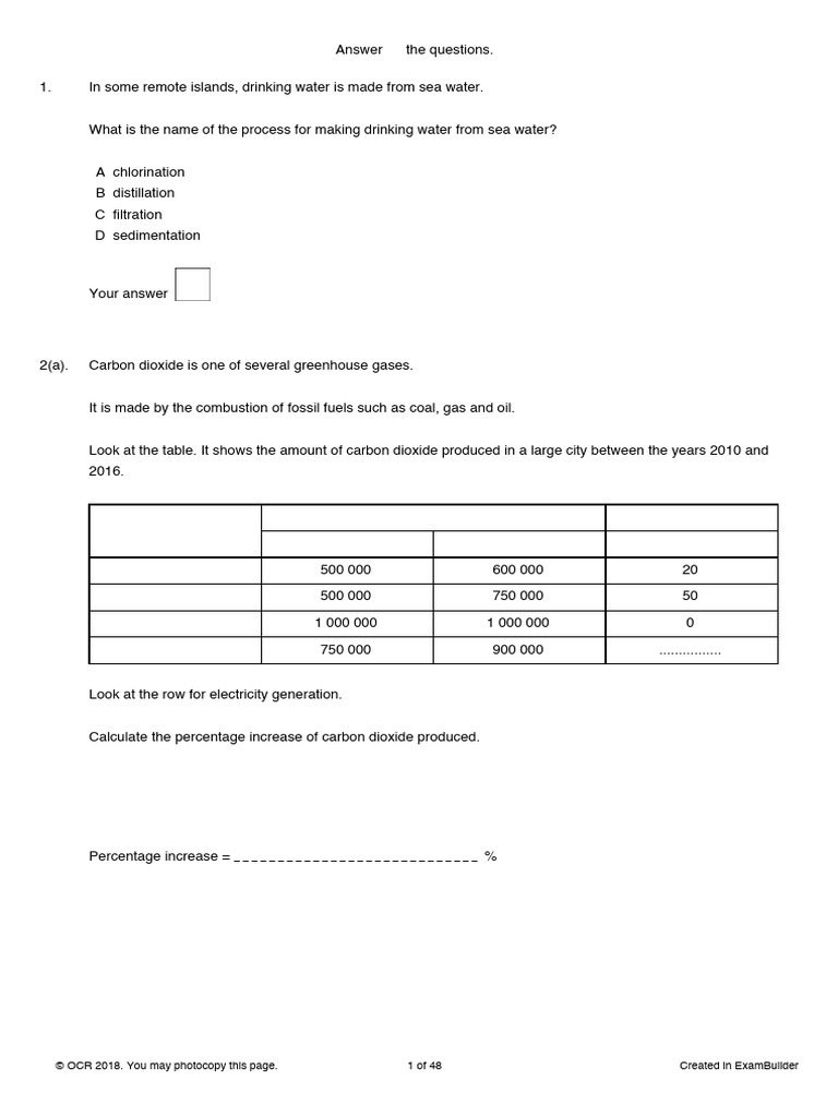 c6.3 Exam Questions | PDF | Combustion | Greenhouse Gas