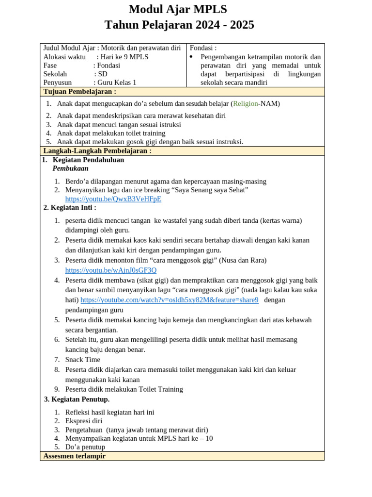 Modul Ajar MPLS Hari Ke 2. Kel.1 | PDF