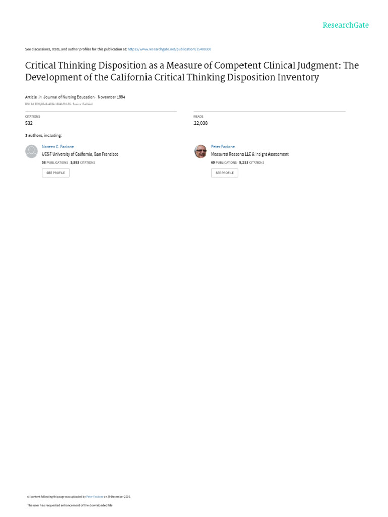 CompetentClinicalJdgmjnt CCTDI 94 JNEd | PDF | Critical Thinking | Thought