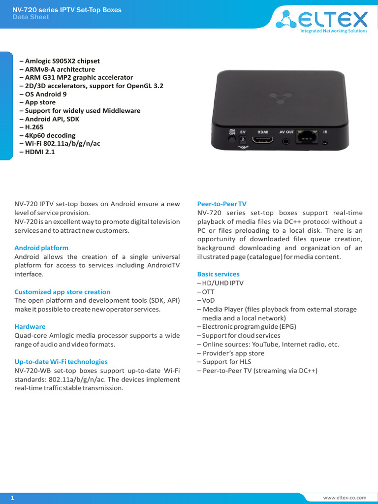 NV-720 NV-720-WB Datasheet 1.1.0 en | PDF | Set Top Box | Android (Operating System)