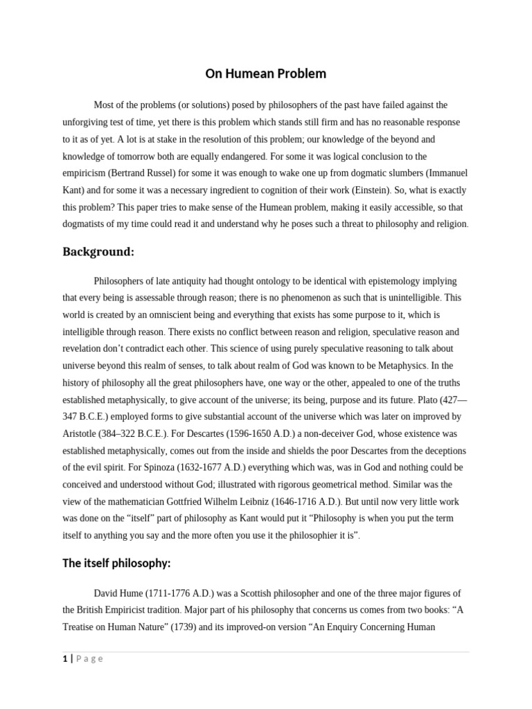 On Humean Problem | PDF | Idea | A Priori And A Posteriori