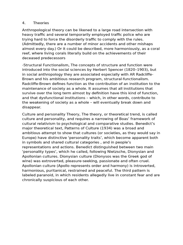Key Anthropological Theories Explained | PDF