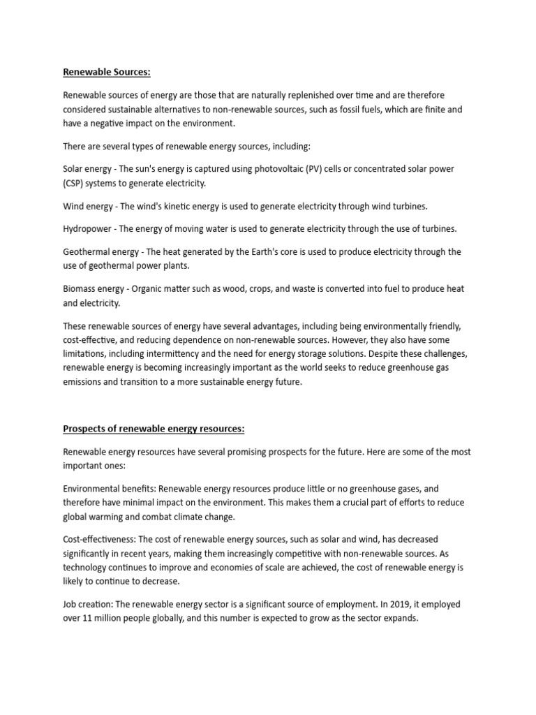 Unit 1 Res Pdf Renewable Energy Solar Energy