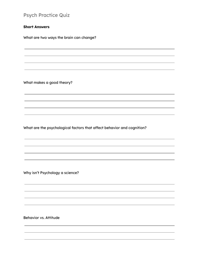 Psych Practice Quiz | PDF