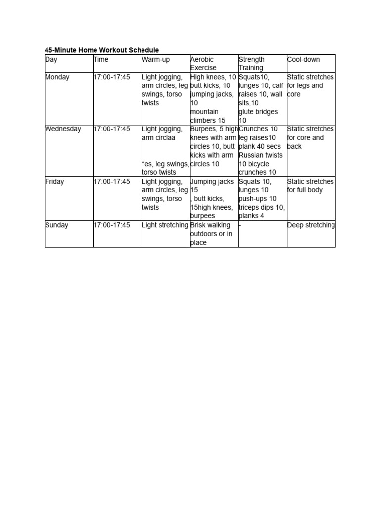 Lisa's Training Schedule | PDF
