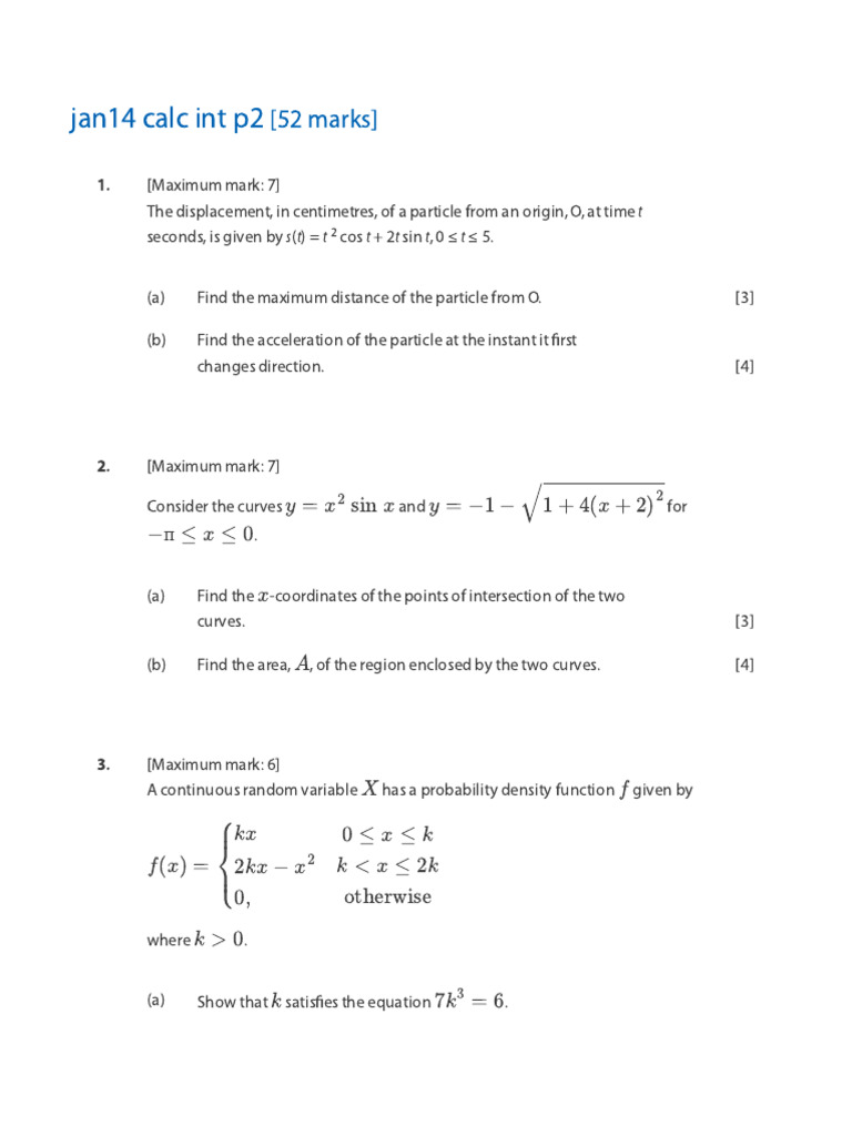 jan14 calc int p2 | PDF | Normal Distribution | Probability Theory
