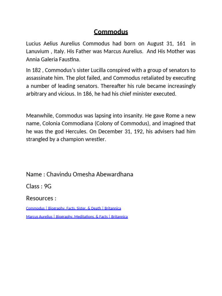 Commodus | PDF