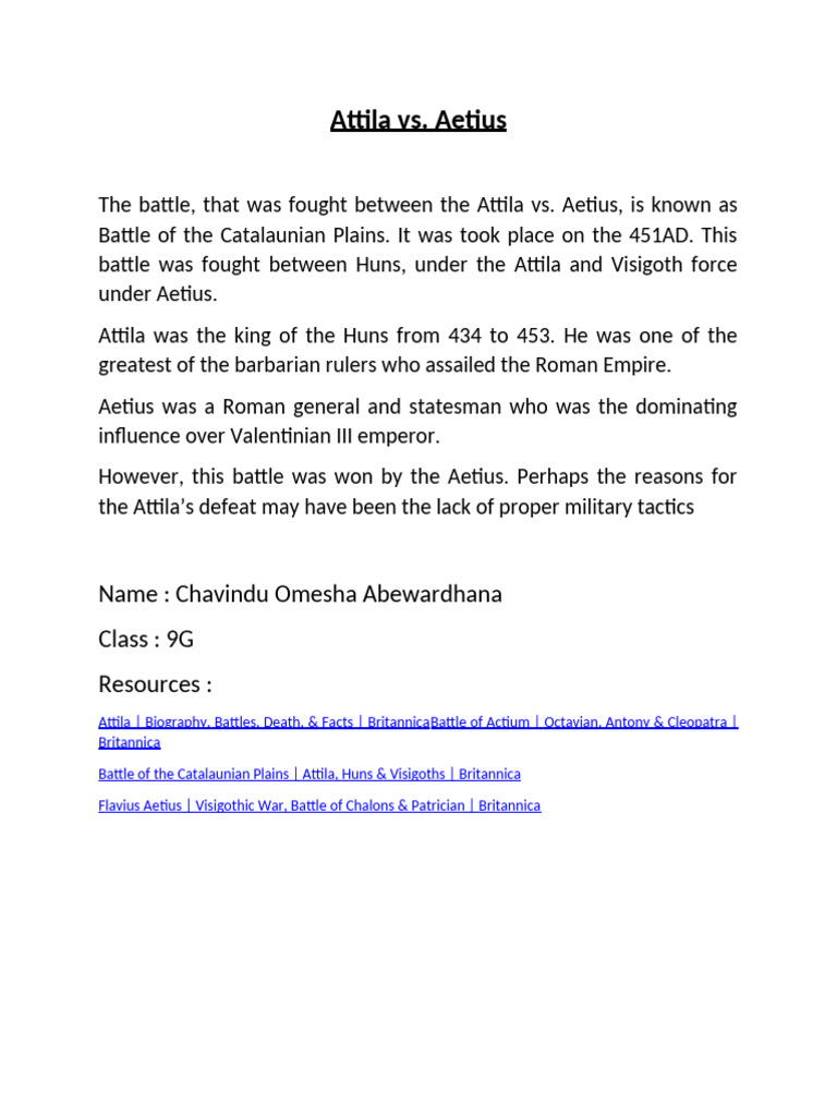 Attila vs. Aetius | PDF