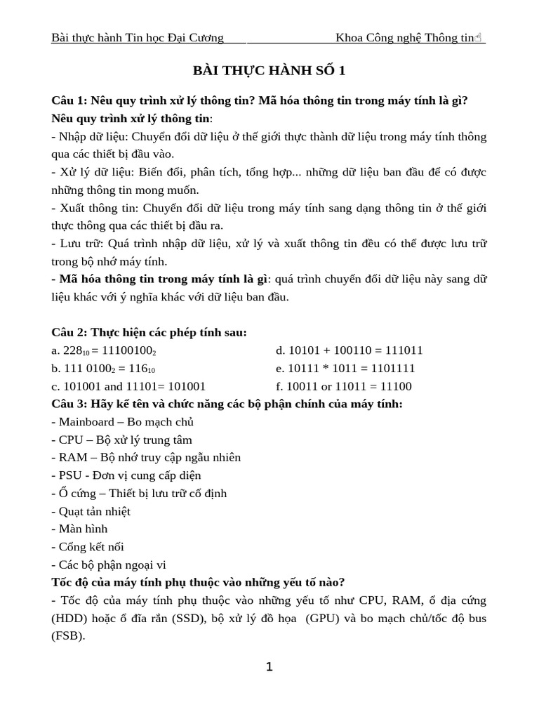 BTTH_Tin học_B01 huy | PDF
