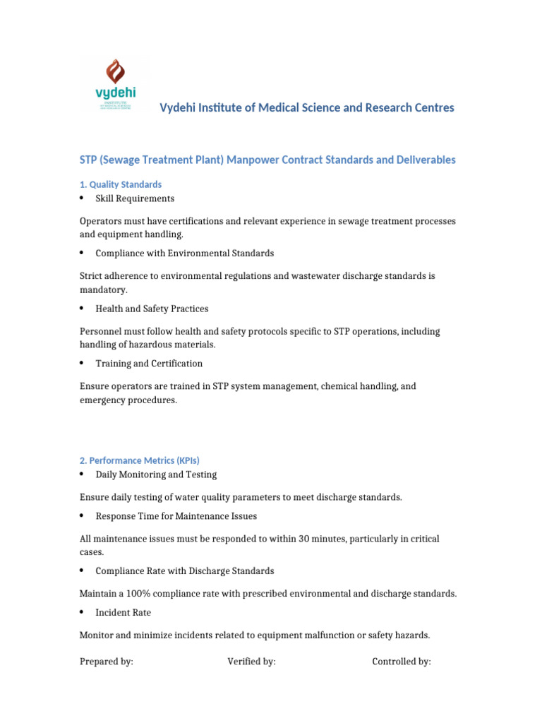 STP Manpower Contract Standards | PDF